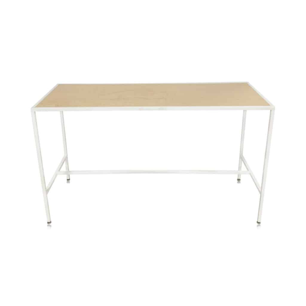 Bali White Communal Bar Table with Maple Top Event Rental