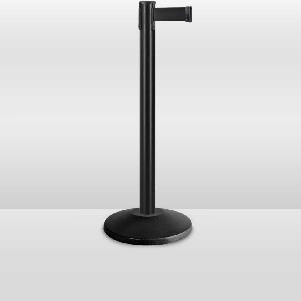 Black Stanchion with 10ft Retractable Belt | Event Rental Nationwide
